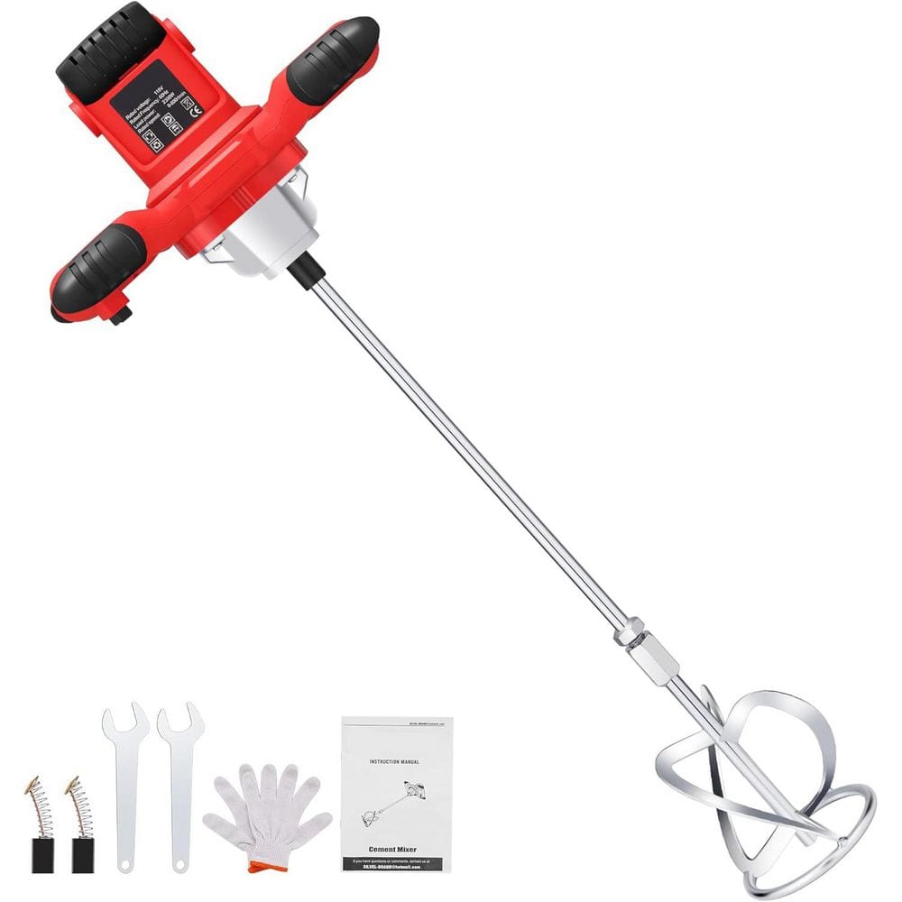 KIWDZFU 2300W Handheld Electric Concrete Mixer with 6-Speeds Portable ...