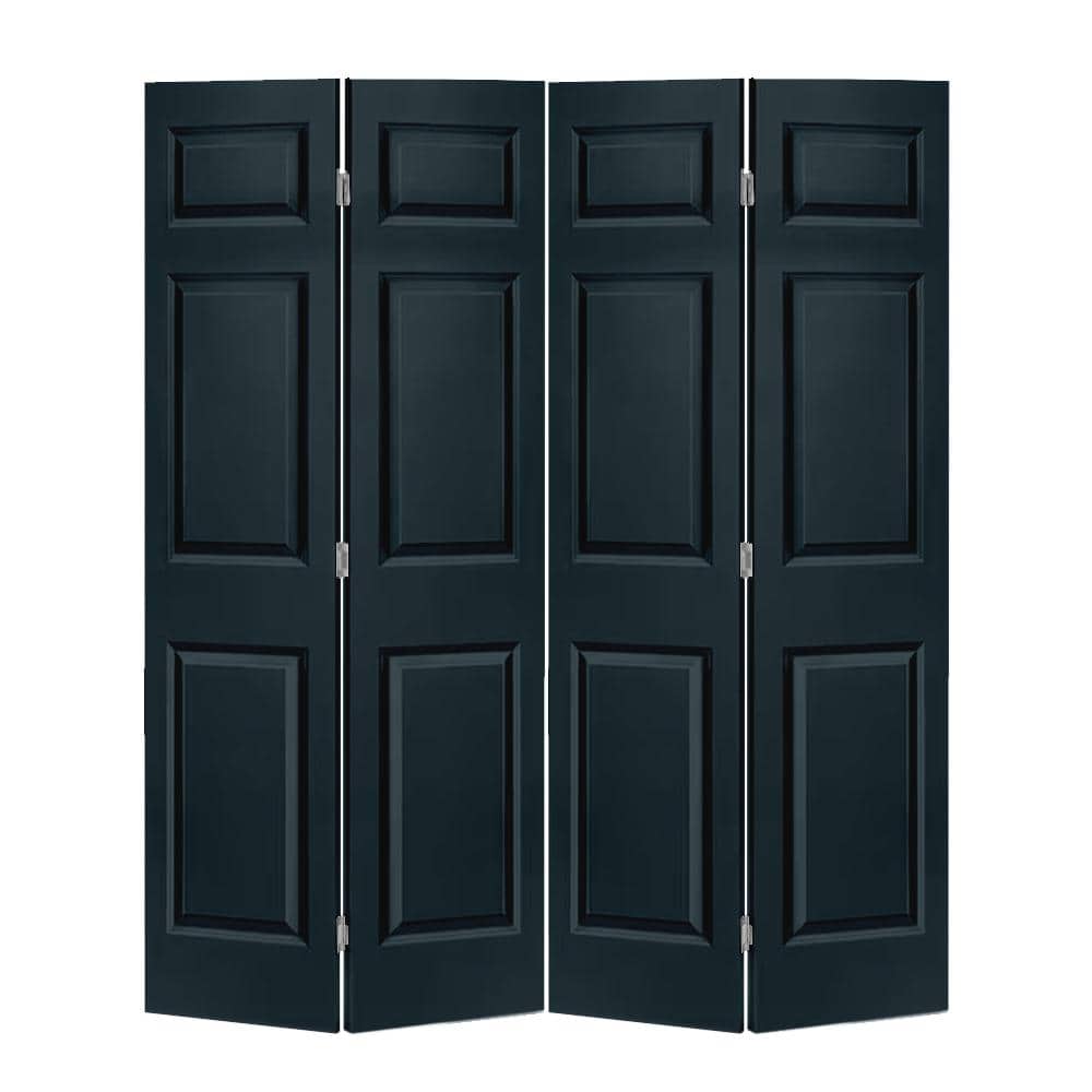 CALHOME 72 in. x 80 in. 6 Panel Charcoal Gray Painted MDF Composite Bi-Fold Double Closet Door ...