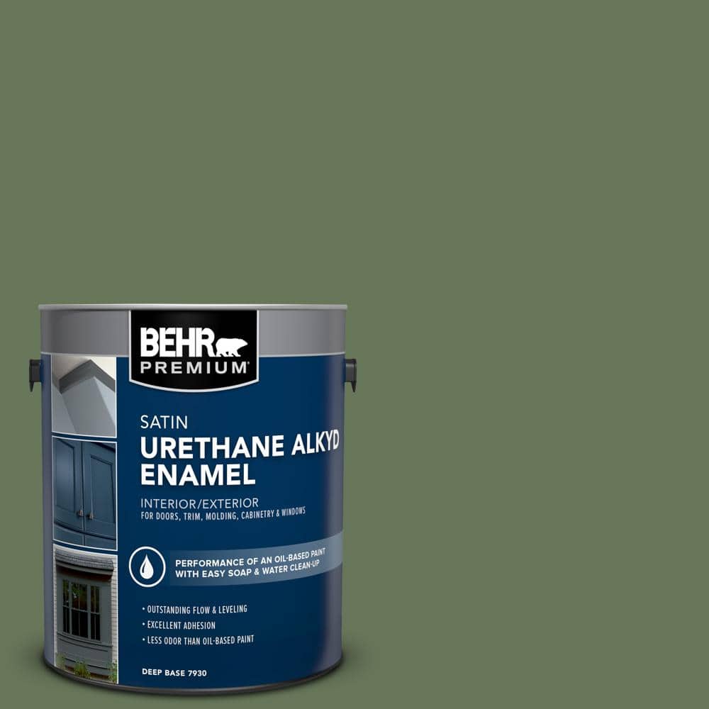 BEHR PREMIUM 1 gal. #PPU10-01 Scallion Urethane Alkyd Satin Enamel ...