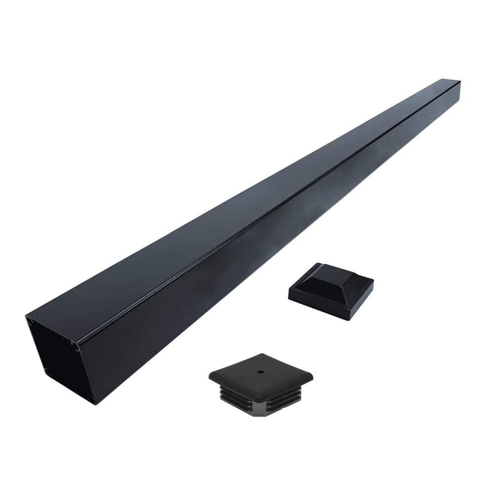 Aria Railing 52 in. x 3 in. Black Aluminum Fascia Post Kit AFPKITBK-52 ...