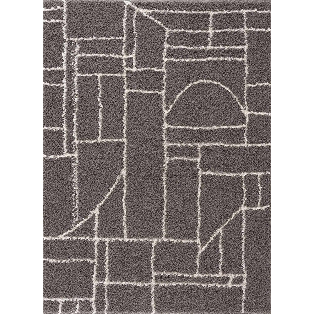 HAUTELOOM Andia 3 ft. X 7 ft. Gray, White Area Rug HMSGANDIAA3-02070703 ...