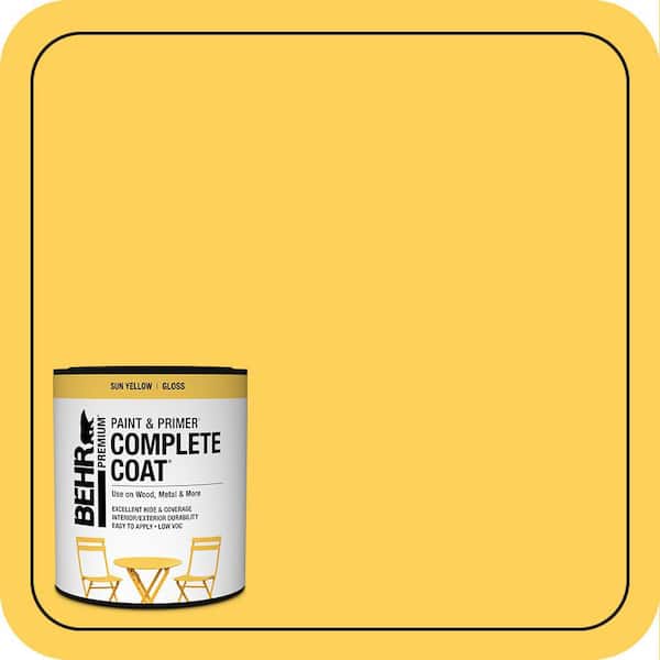 BEHR PREMIUM COMPLETE COAT 1 qt. #B0313 Sun Yellow Gloss Water Based ...