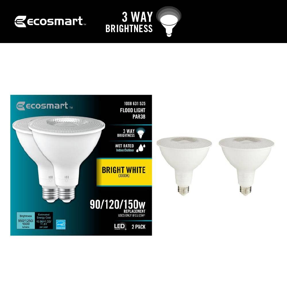 EcoSmart 90/120/150-Watt Equivalent PAR38 3-Way Flood Energy Star ...