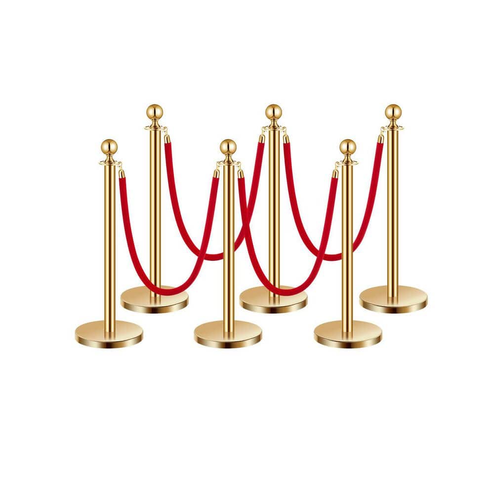 VEVOR Stanchions and Velvet Ropes 6 Pcs, Hollow Base with Stainless ...