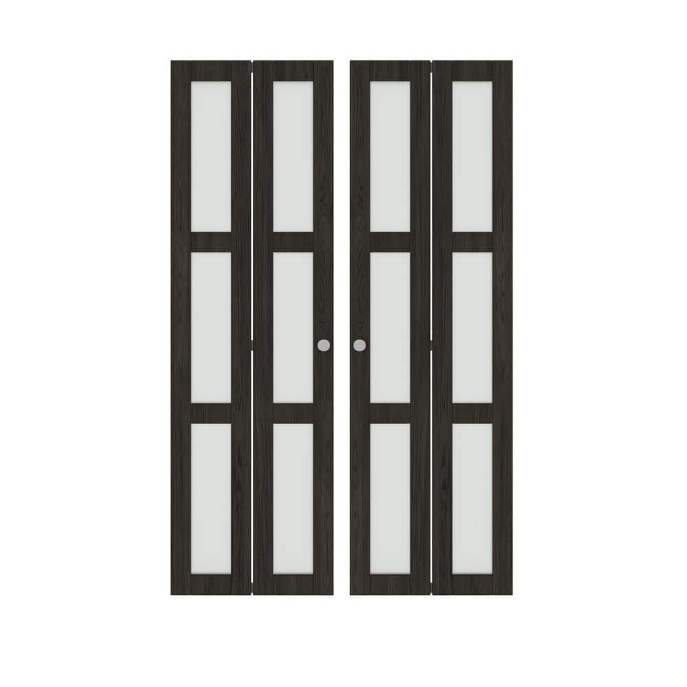 TENONER 48 in. x 80 in. (Double 24 in. W Doors) Frosted Glass, Solid ...