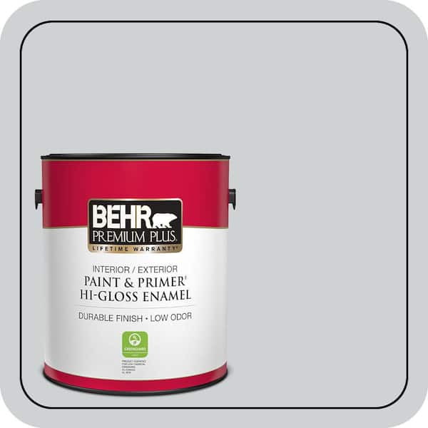 BEHR PREMIUM PLUS 1 gal. #N510-1 Silver Shadow Hi-Gloss Enamel Interior ...