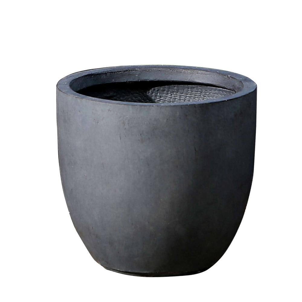 LuxenHome 9.2 in. H Round Tapered Dark Gray MgO Composite Planter Pot ...