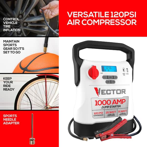 VECTOR 1000 Amp Jump Starter, Compressor, USB Power VECJ1C - The Home Depot
