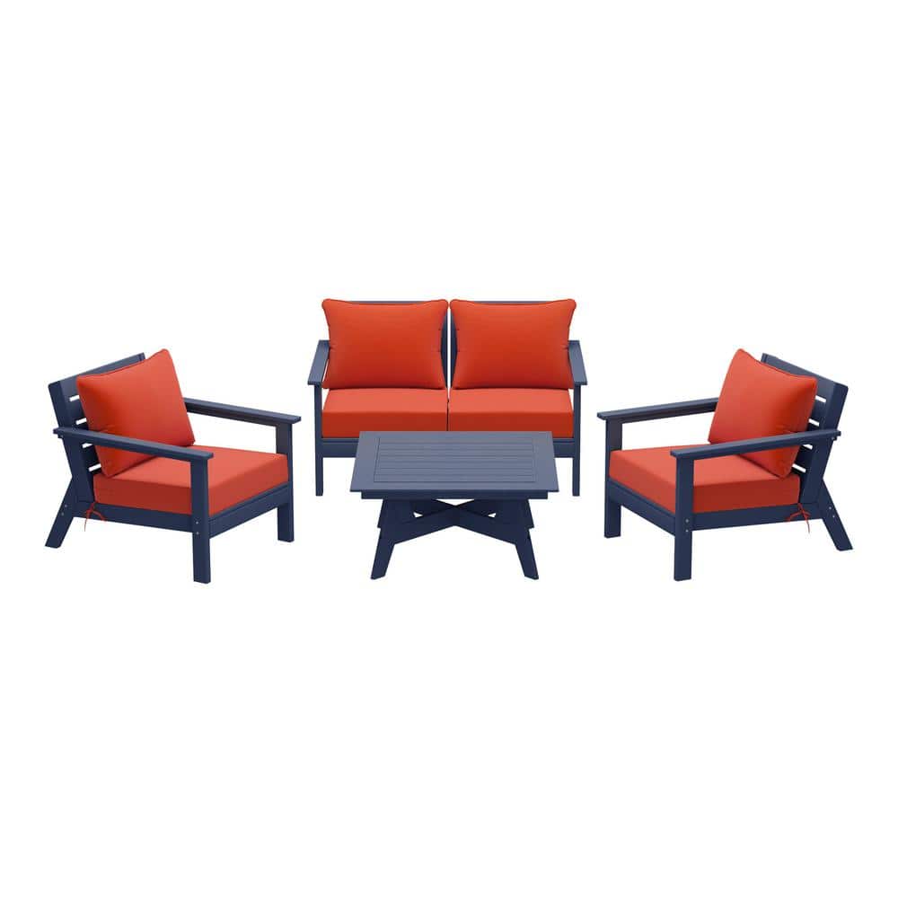 WESTIN OUTDOOR Birchwood Navy Blue Arrangeable 5-Piece Outdoor Patio ...