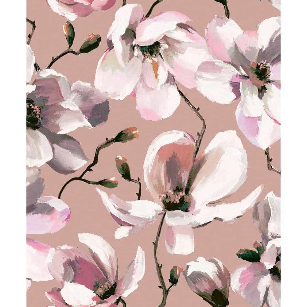 Flora Collection Pink Cherry Blossom Matte Finish Non-Pasted Vinyl on Non-Woven Wallpaper Sample ...