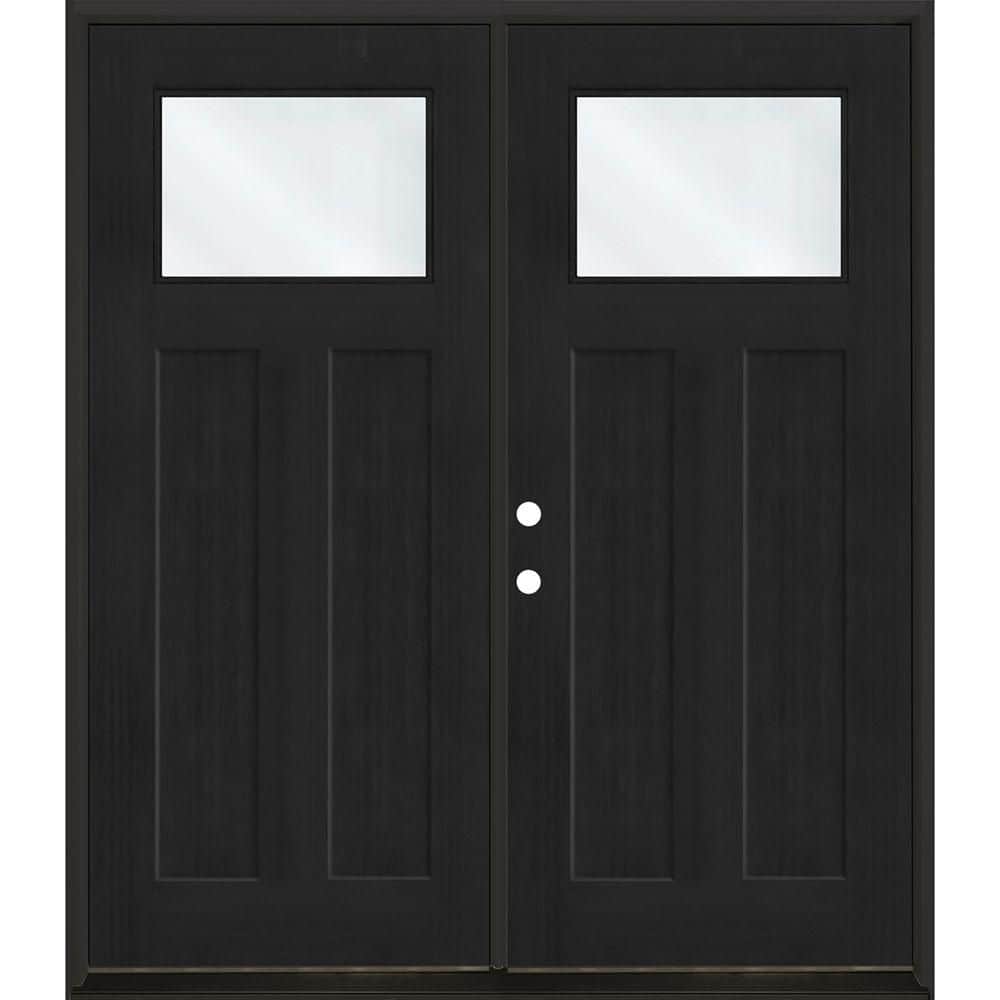 Steves & Sons Regency 72 in. x 80 in. 1/4 TopL Clear Glass RHIS Onyx ...