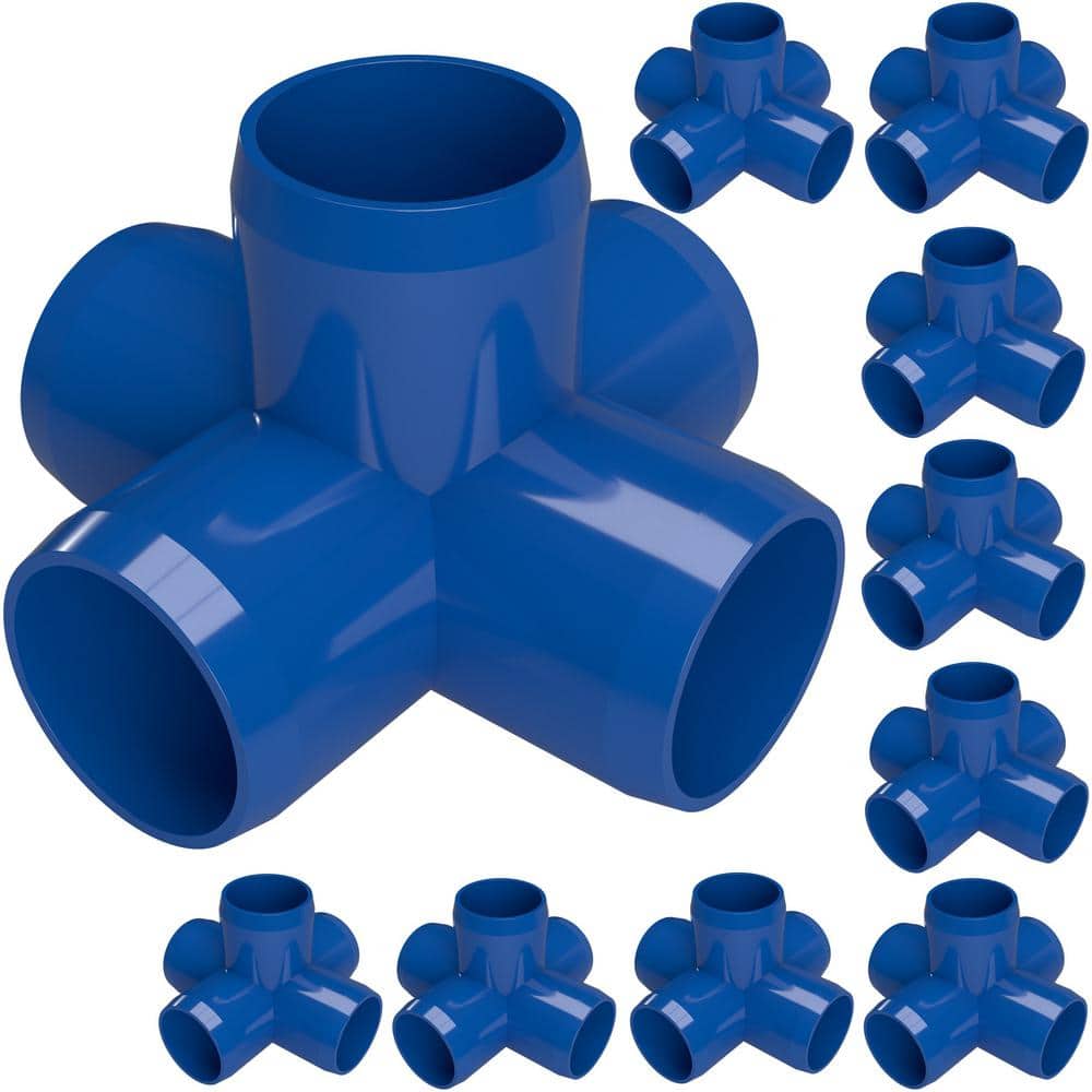 Formufit 1/2 in. Furniture Grade PVC 5-Way Cross in Blue (10-Pack ...