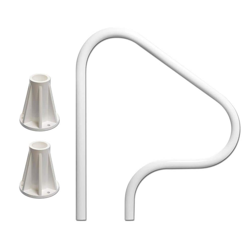 Saftron 3 Bend Pool Handrail, White and 6 in. Rail Surface Mounting ...