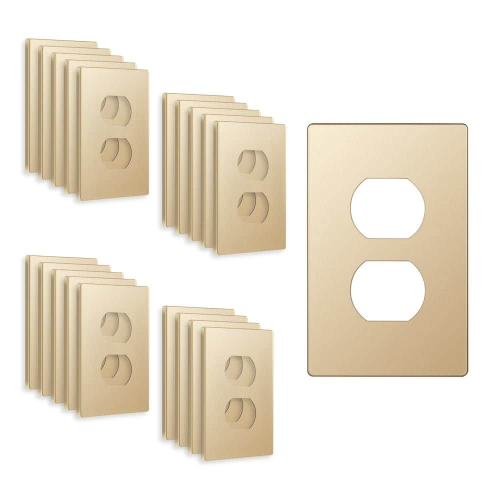 ENERLITES 1-Gang Gold Duplex Outlet Plastic Screwless Wall Plate (20 ...
