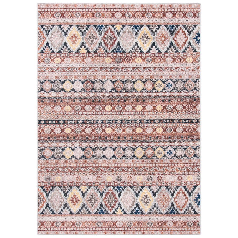 SAFAVIEH Crystal 9 ft. x 12 ft. Rust/Ivory Diamond Striped Area Rug ...