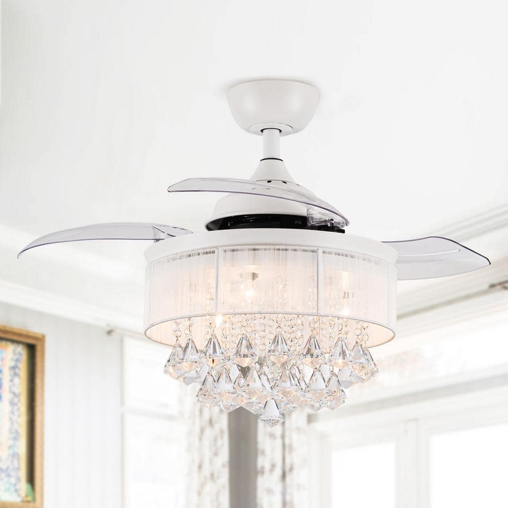 Parrot Uncle Broxburne 36 in. Indoor Modern Retractable White Crystal ...
