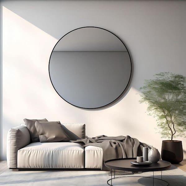 42 in. W x 42 in. H Round Metal Framed Black Wall Mirror WM007281-B ...