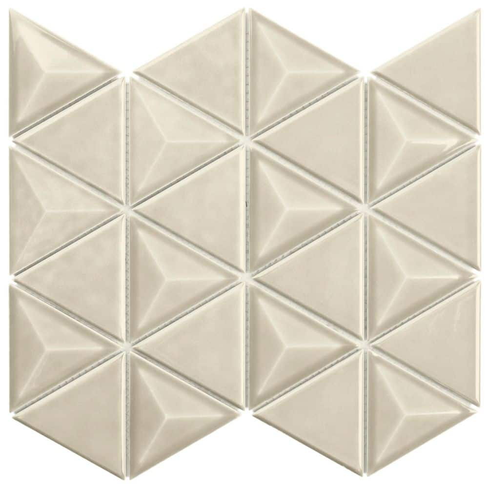 Ivy Hill Tile Medley Triangle Celadon Green 4 in. x 0.39 in. Glossy ...