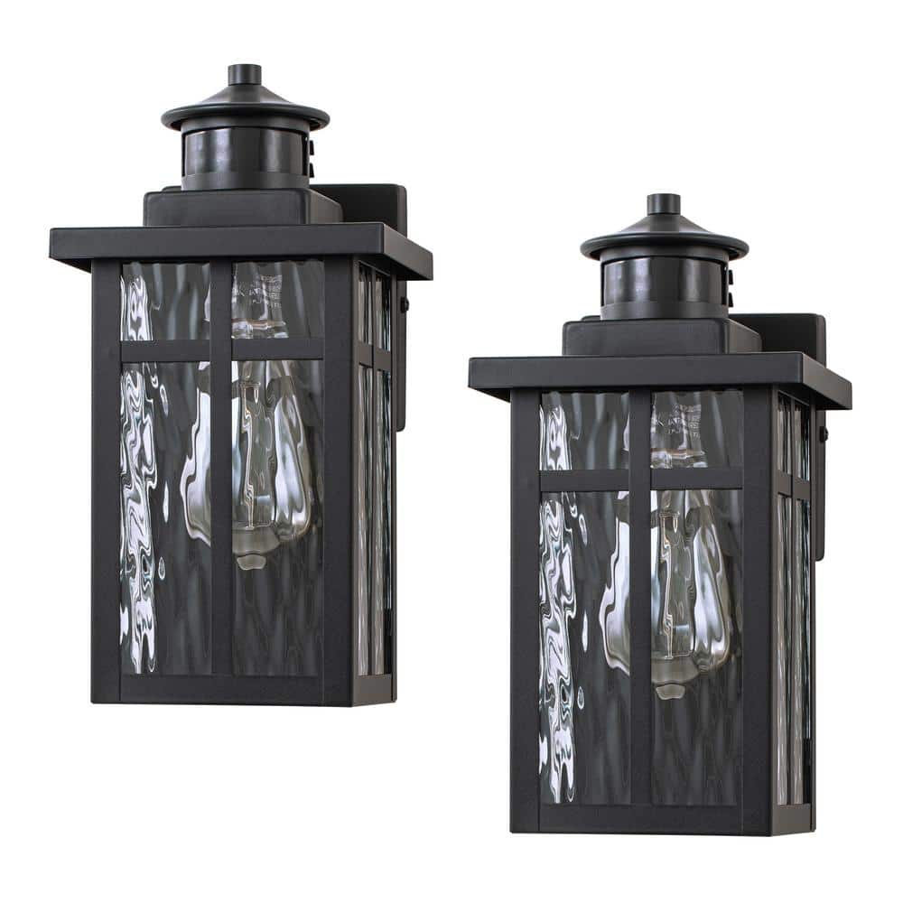 C Cattleya 11.75 in. Matte Black Motion Sensing Dusk to Dawn Outdoor ...