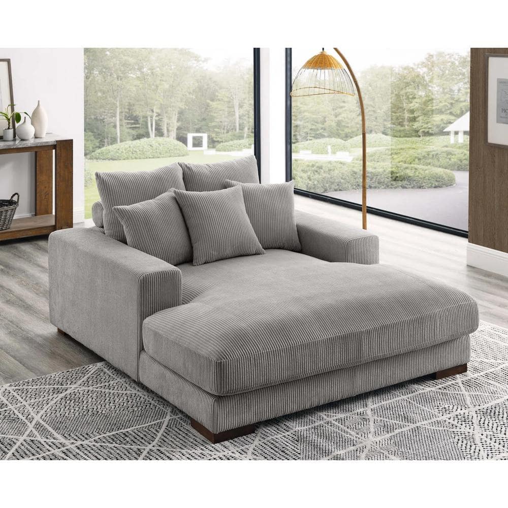 Monland 58 in. Square Arm Corduroy Polyester Upholstered Chaise Lounge ...