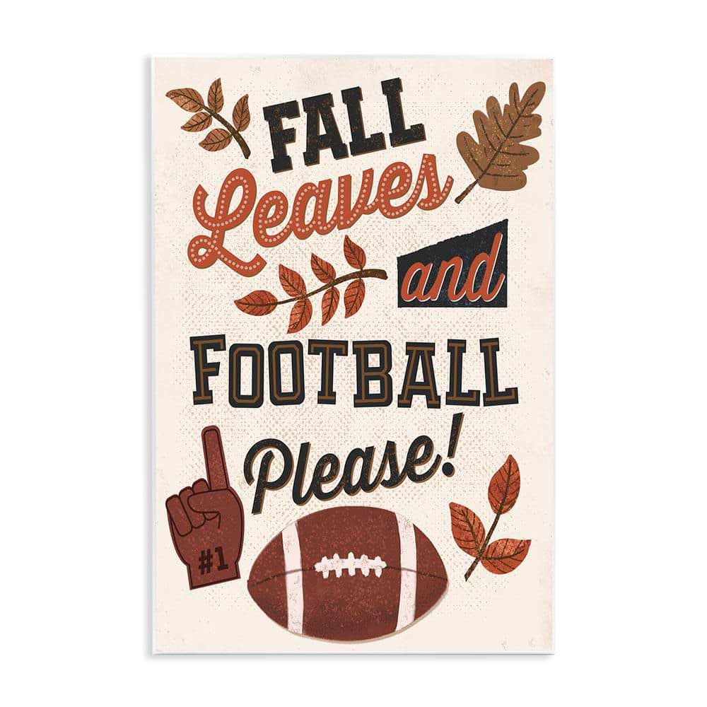 Stupell Industries Fall Leaves & Football by Diane Labombarbe Unframed ...