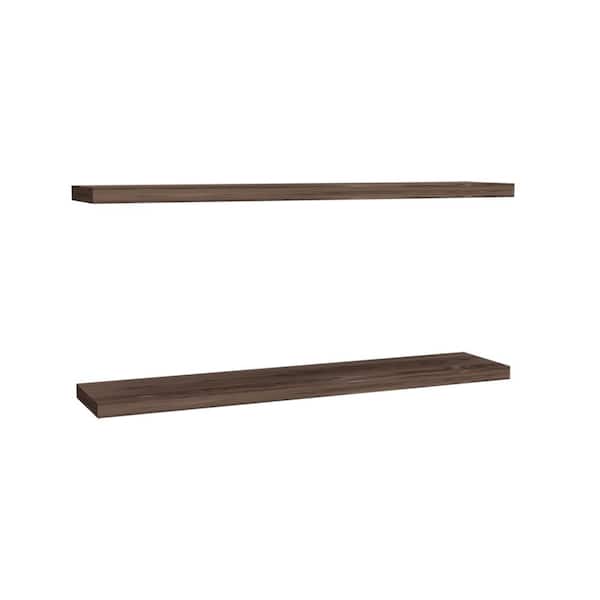 47 in. W x 10 in. D Walnut Particle Board Floating Shelves Wall Mounted ...