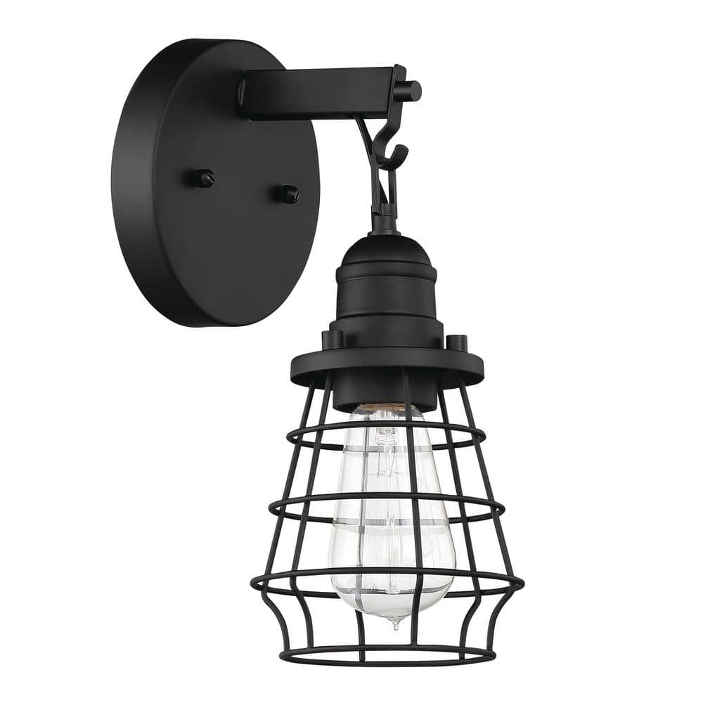 CRAFTMADE Thatcher 11 in. 1 Light Flat Black Finish Wall Sconce with ...