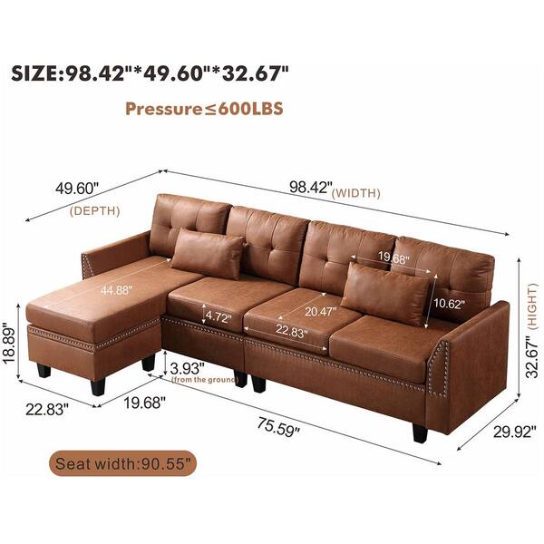 Allwex Magic 100 Fabric Reversible Seaters L Shaped Sectional Sofa ...