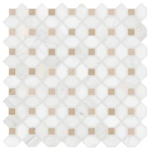 MSI Azula Floret 12 in. x 12 in. x 10 mm Polished Marble Mosaic Tile ...