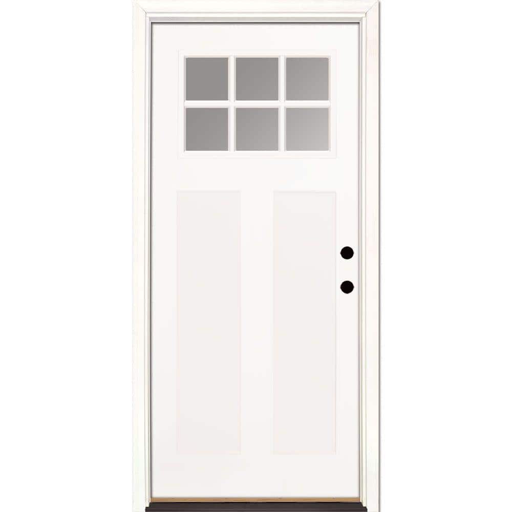 Feather River Doors 37.5 in. x 81.625 in. 6 Lite Craftsman Unfinished ...