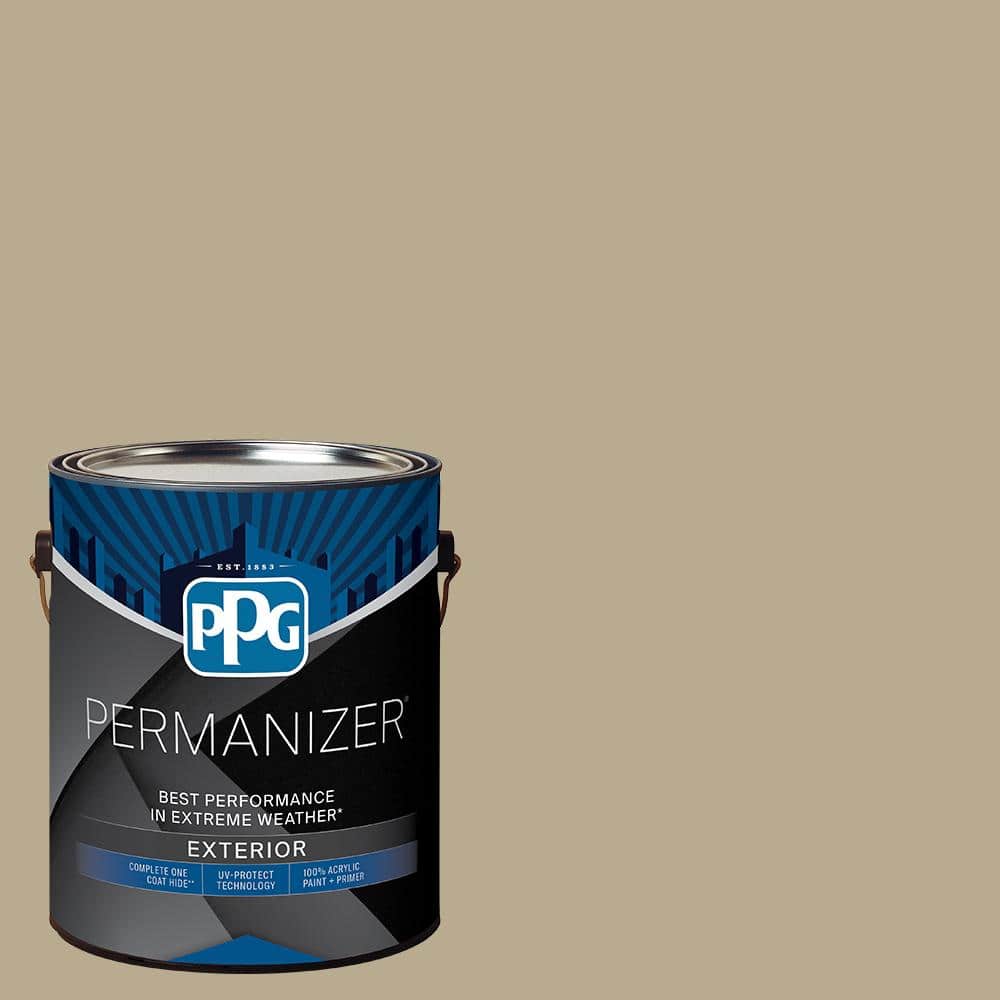 PERMANIZER 1 gal. PPG1102-4 Prairie Dust Flat Exterior Paint PPG1102 ...