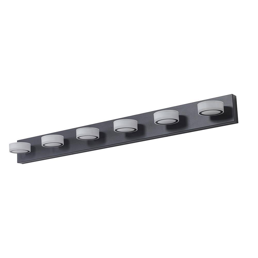 MODERN HABITAT Prism 45 in. 6-Light Acrylic Black LED Vanity Light with ...