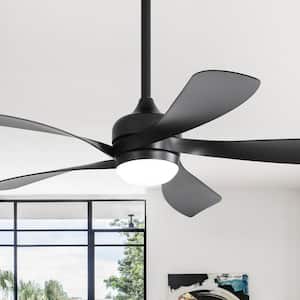 Sofucor 52 in. 6 Speed Farmhouse Indoor/Outdoor Black Propeller Downrod ...