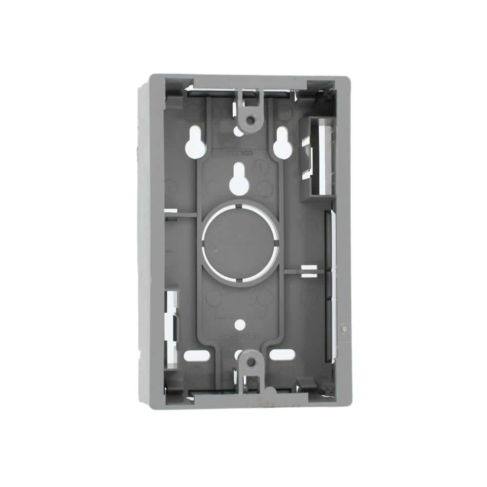Leviton 1-Gang 1.45 in. Box Depth Surface Mount Back Box, Gray 42777 ...