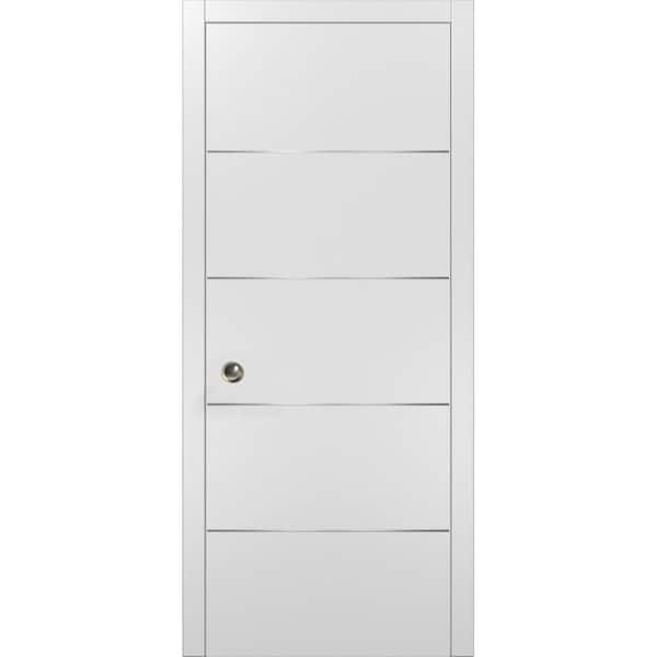 Sartodoors 32 in. x 80 in. 1 Panel White Finished Solid Wood with ...