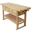 Kahomvis 60 in. W x 20 in. D 4-Drawer Wood Workbench Woodworking Bench ...