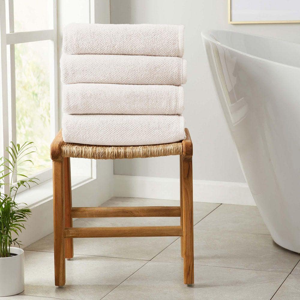 FRESHFOLDS Ivory 4-Pack Cotton Quick-Dry Bath Towel Set EC101020 - The ...