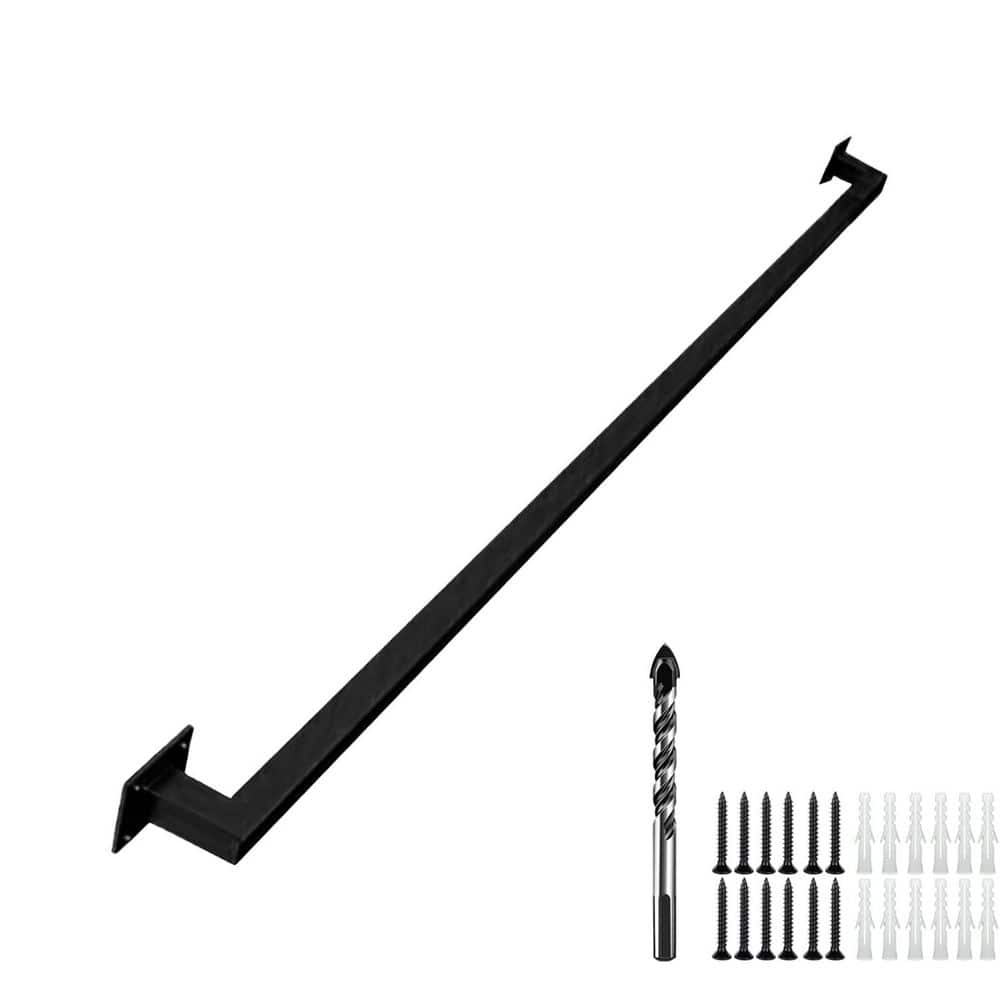 Afoxsos Black Industrial Iron Hand Railing Non-Slip Rust-Resistant Wall ...