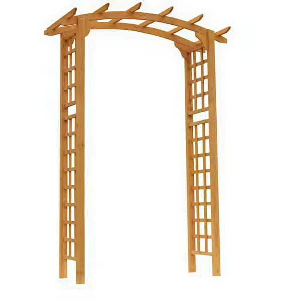 90 in. x 63 in. Round Top Wooden Garden Arch, Pergola-Style Arbor ...