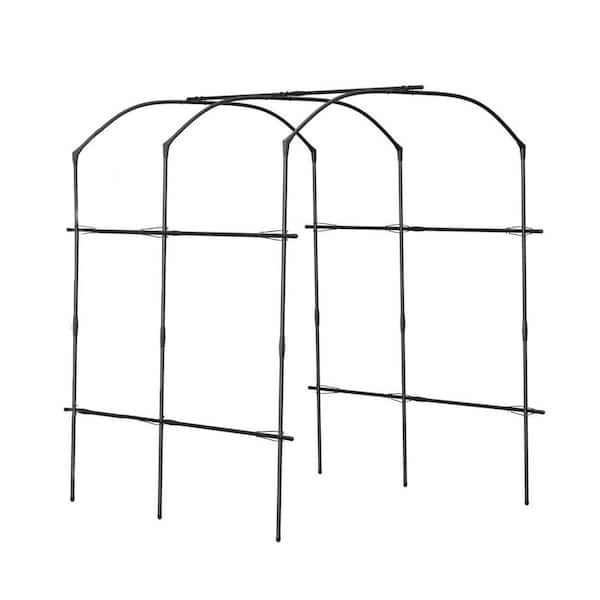 87.8 in. x 87.8 in. Black Steel Garden Arbor Garden Arch Trellis Metal ...
