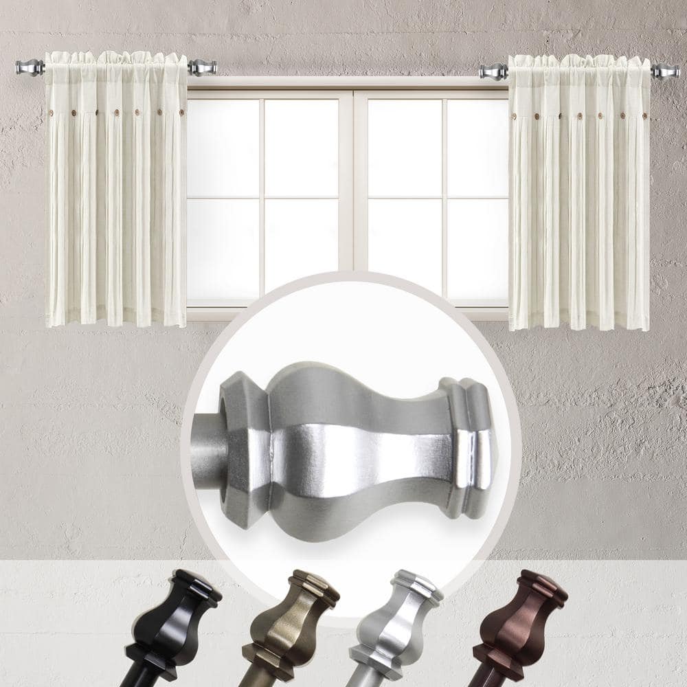 EMOH Elora 5/8 inch Side Curtain Rod 12-20 inch long (Set of 2) - Satin ...