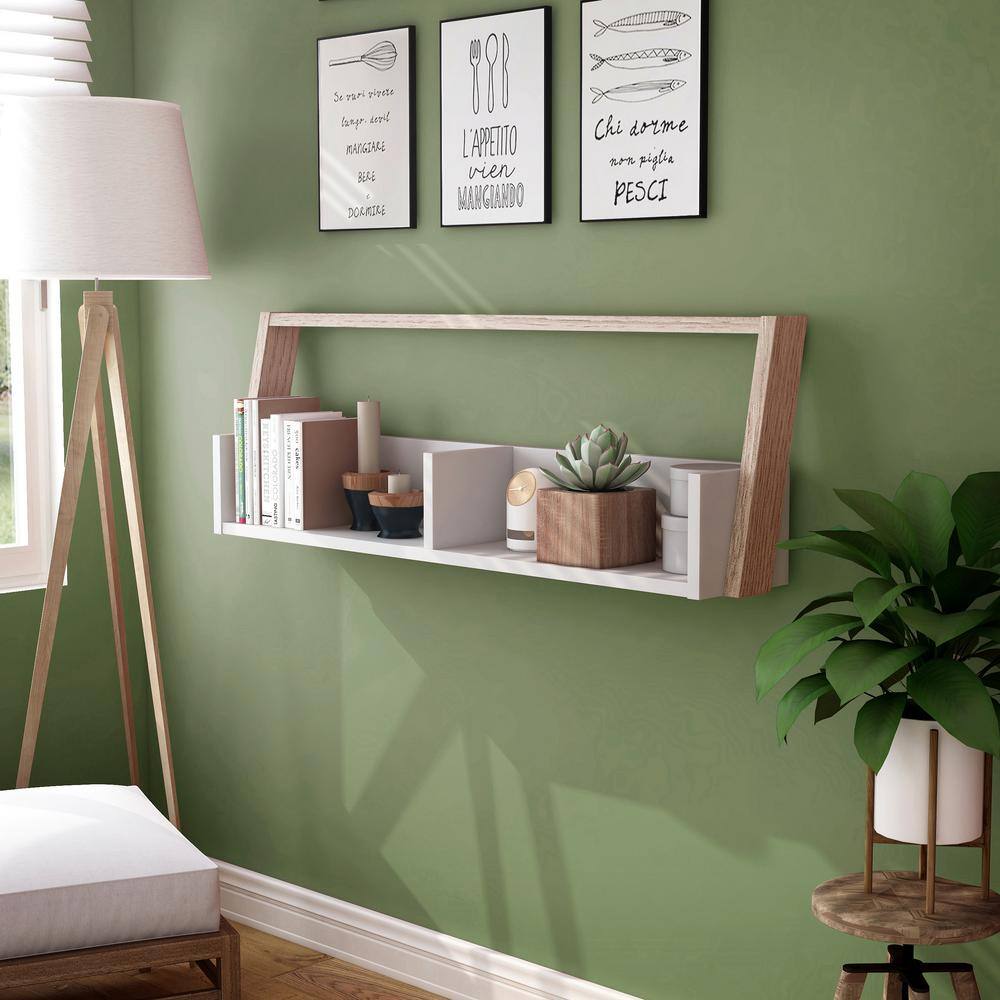 Furniture of America Addis 16.75 in. H Beige MDF Wood 2-Shelf Floating ...