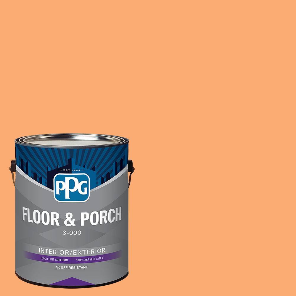 PPG 1 gal. PPG1197-5 Orange Marmalade Satin Interior/Exterior Floor and ...