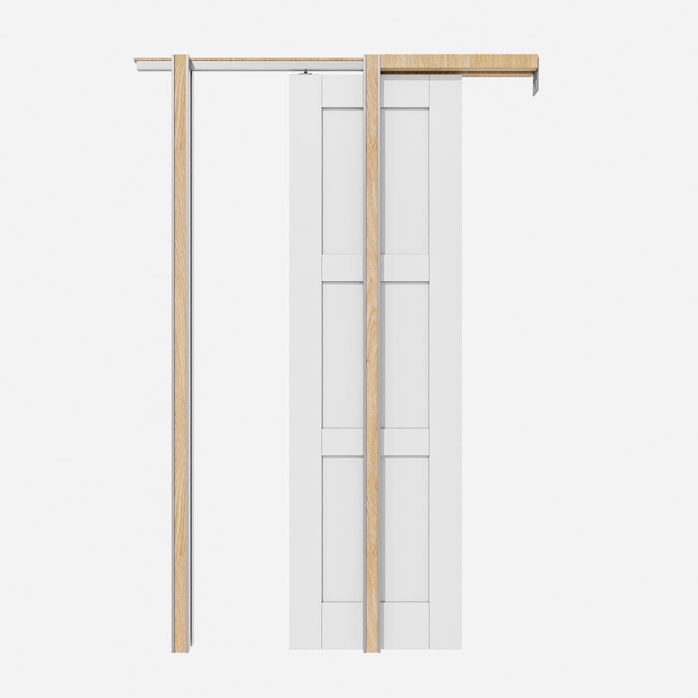 ARK DESIGN 24 in. x 80 in. White Primed 3 Lite MDF Door with Solid Core ...