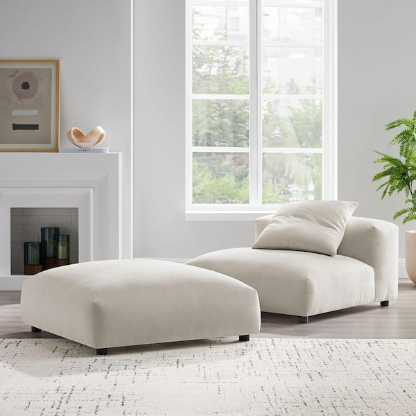 MODWAY Solace 41.3 in. Armless 2-piece Fabric Modular with Ottoman ...