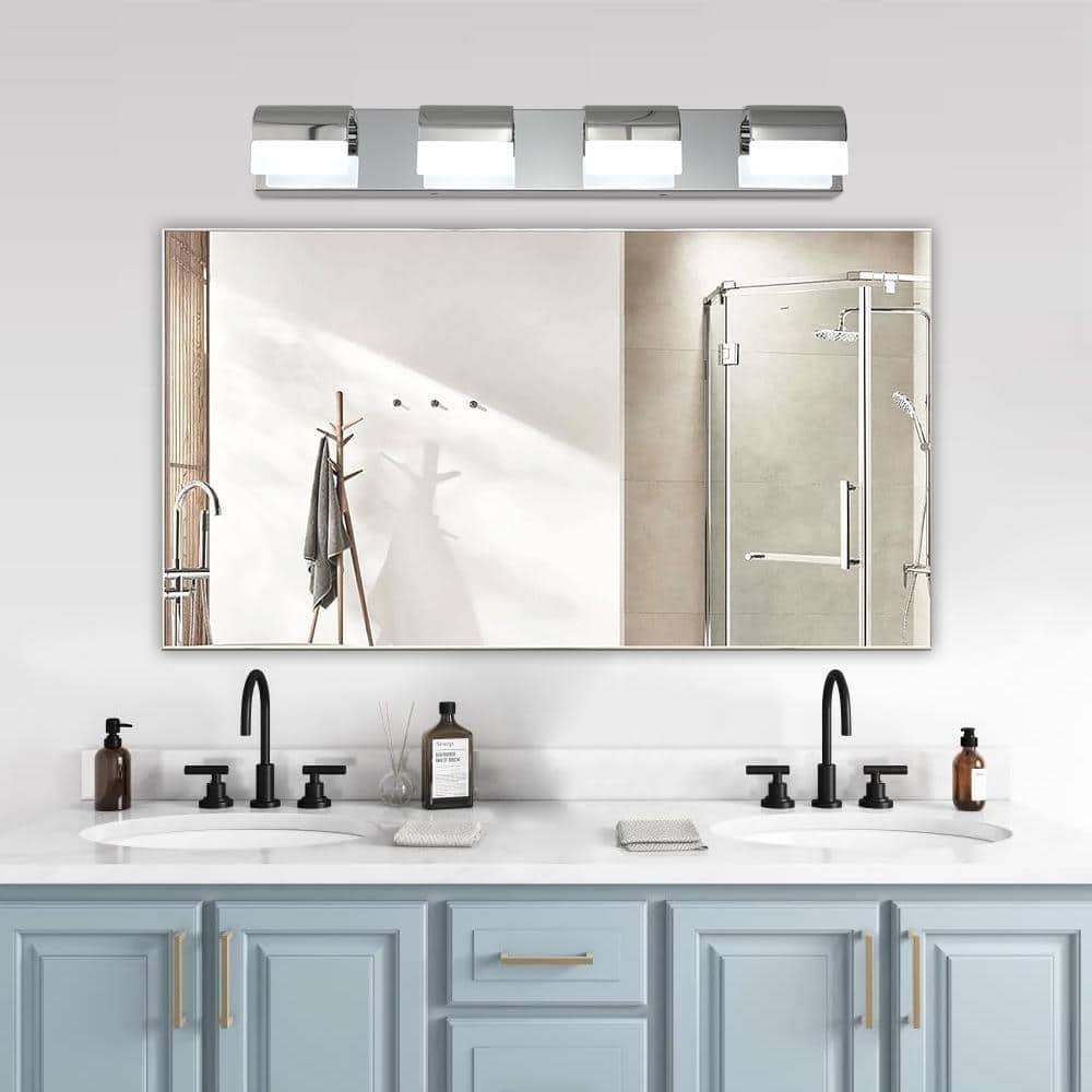 Modern Series 30 in. 4-Light Chrome LED Vanity Light Bar with Over ...