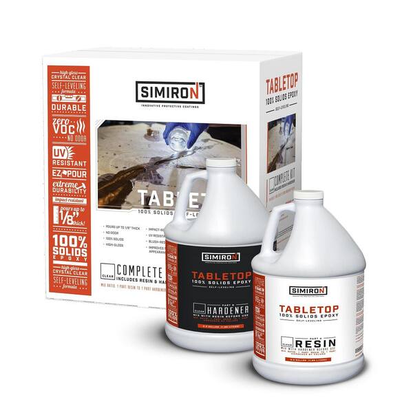 SIMIRON TableTop 1 Gal. Clear High-Gloss Protective Epoxy Coating 40005641 - The Home Depot