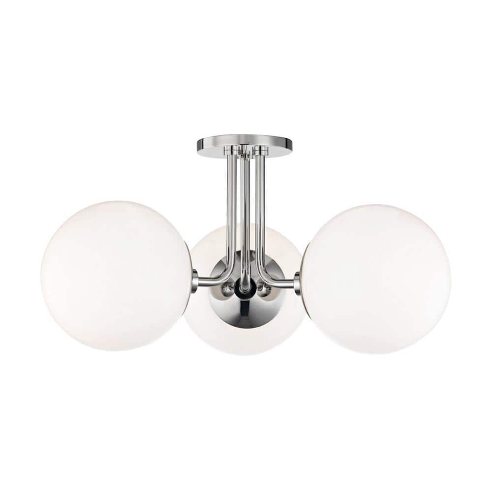 Fifth and Main Lighting Jack 3-Light Polished Nickel Semi-Flush Mount ...