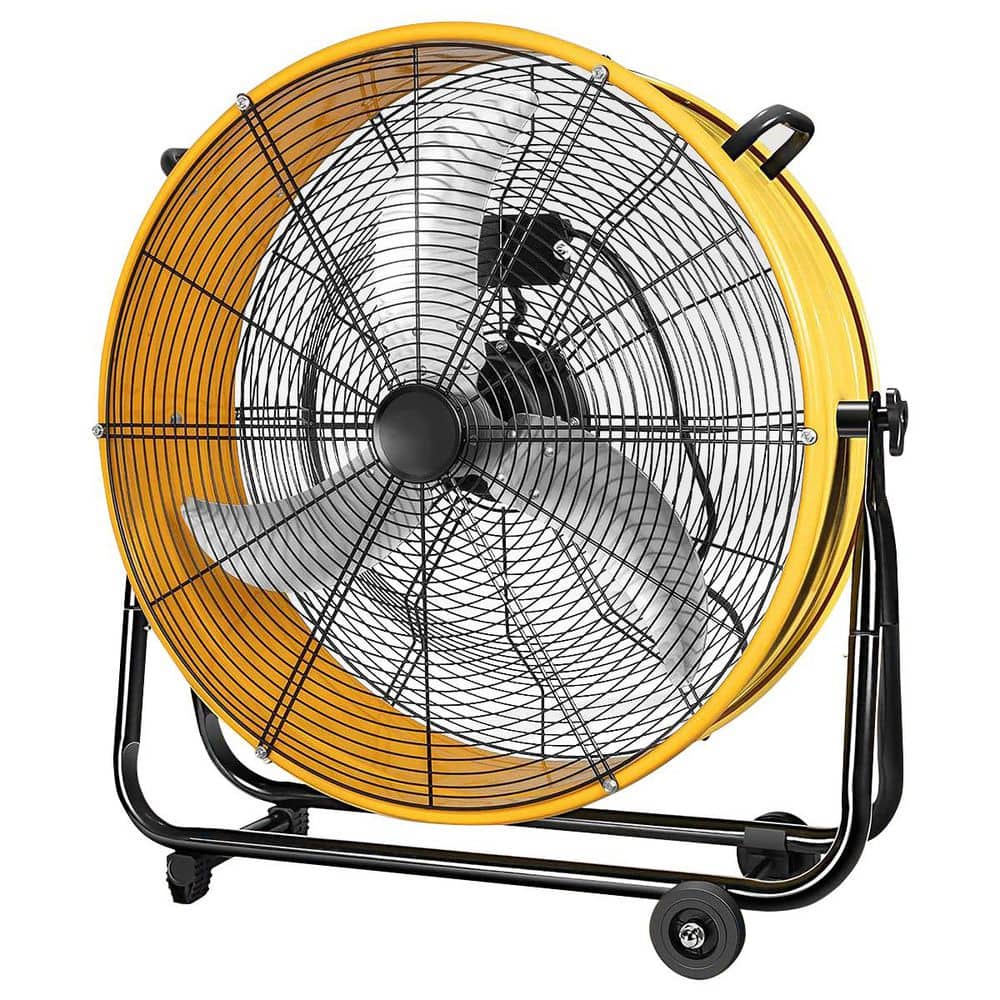 UPC 582298437732 - 30 in. 3 Fan Speeds Drum Fan in Yellow with 360° Rotation and Heavy-Duty ...