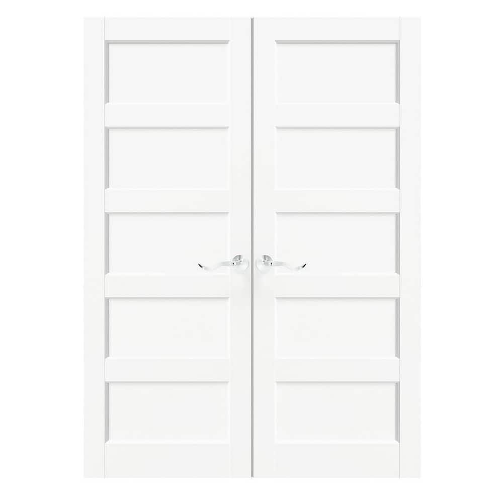 TENONER 60 in. x 80 in. MDF, Composite, Pre-Assembled, Primed, White, 5 ...